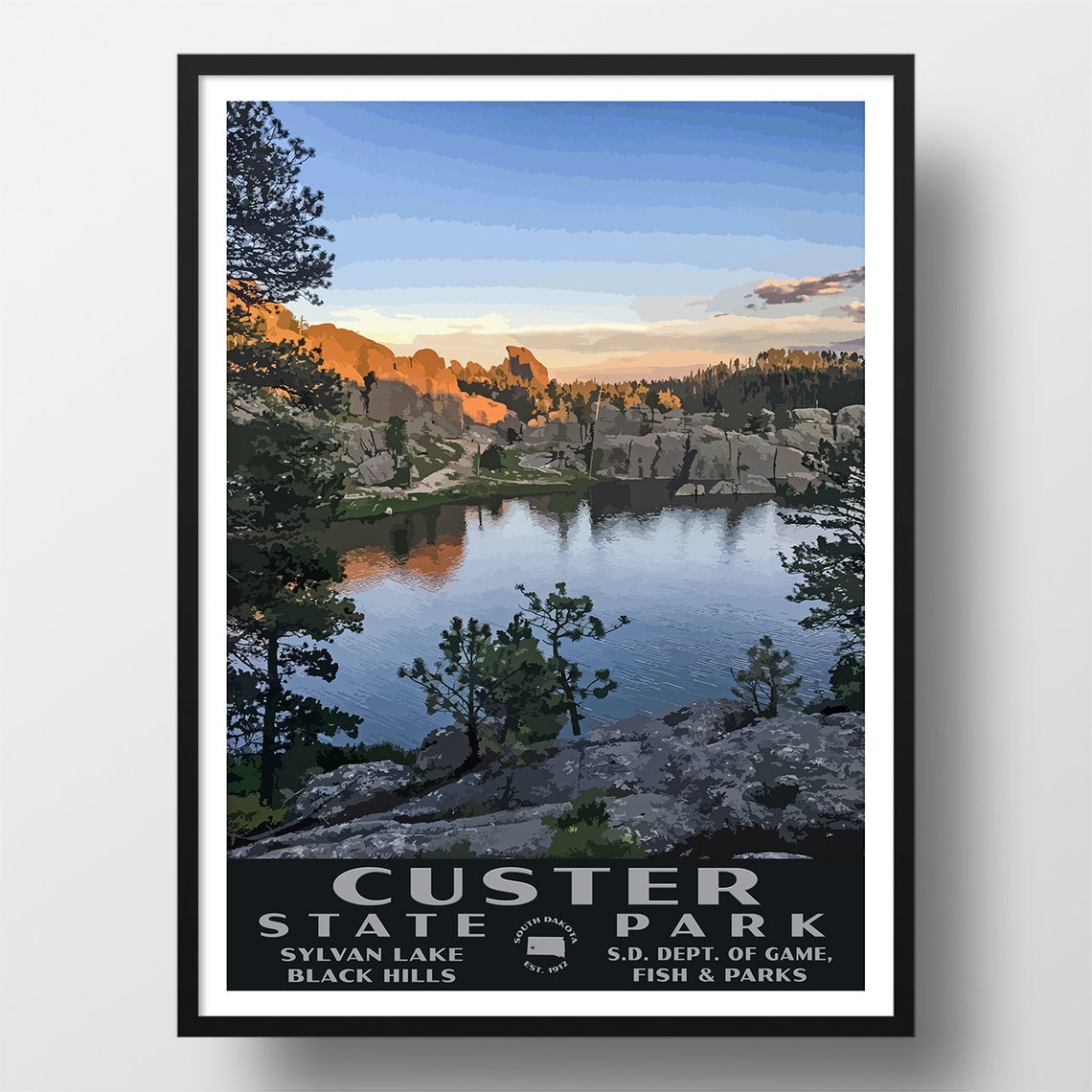 Custer State Park Poster Vintage WPA Style Travel Poster - Etsy