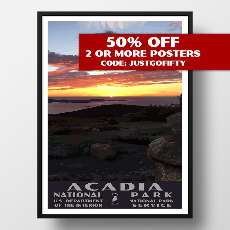 Acadia National Park Poster Acadia Poster Vintage WPA - Etsy