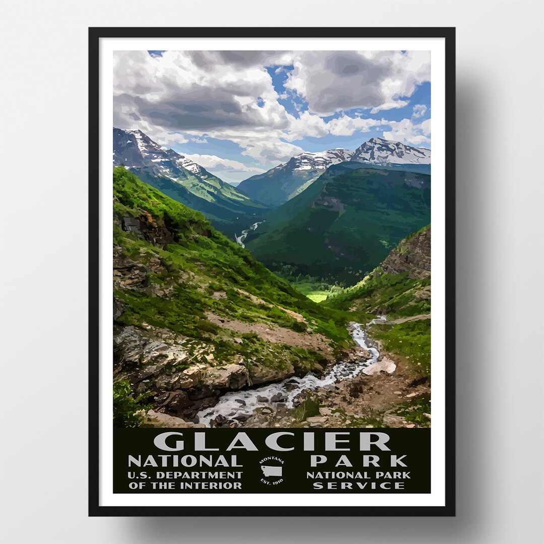 Glacier National Park Poster Vintage WPA Style Travel Poster 8 X 10 to ...