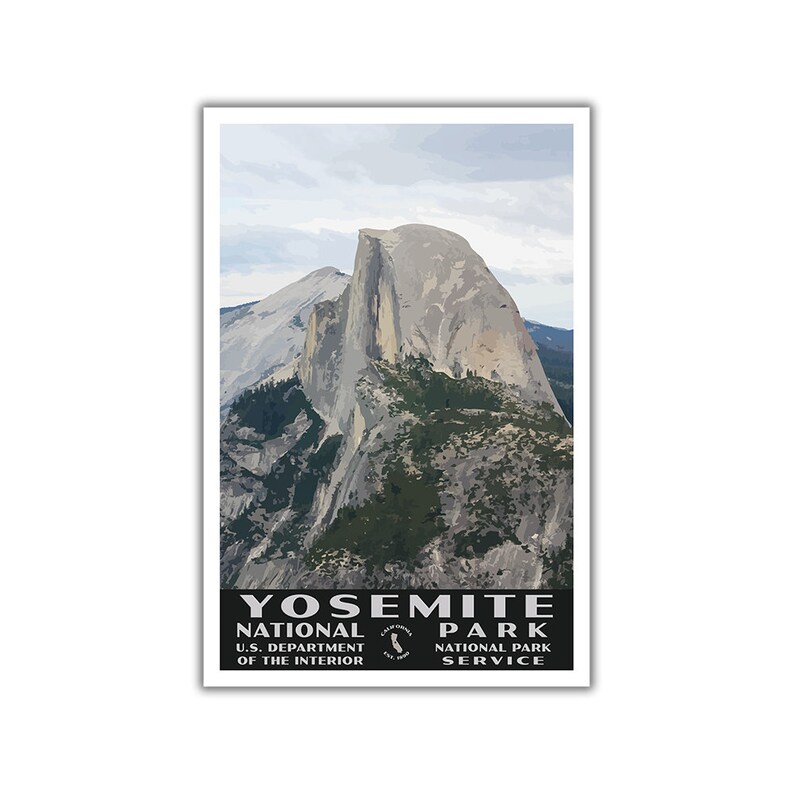 Yosemite National Park Poster Vintage WPA Style Travel | Etsy