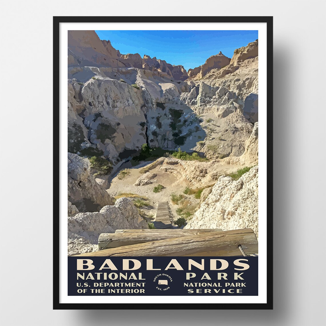 Badlands National Park Poster Vintage WPA Style Travel - Etsy