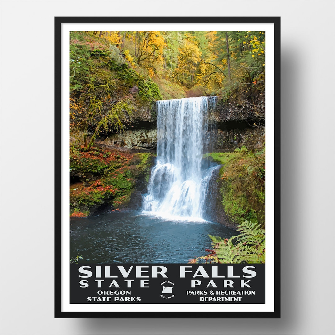 Silver Falls State Park Poster Vintage WPA Style Travel Poster 8 X 10 ...