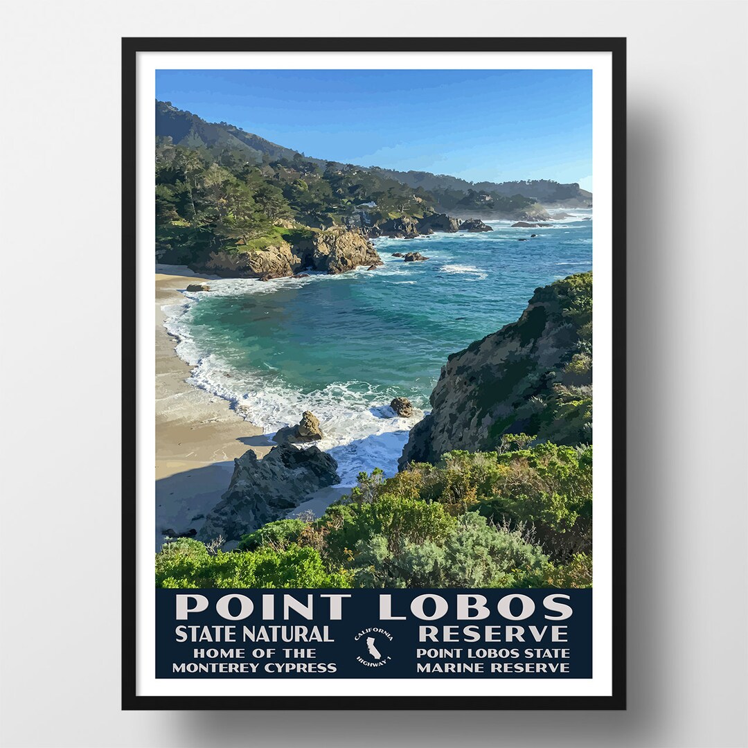 Point Lobos State Natural Reserve Poster Vintage WPA Style Travel ...