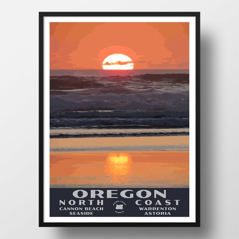 Oregon Coast Poster Vintage WPA Style Travel Poster - Etsy