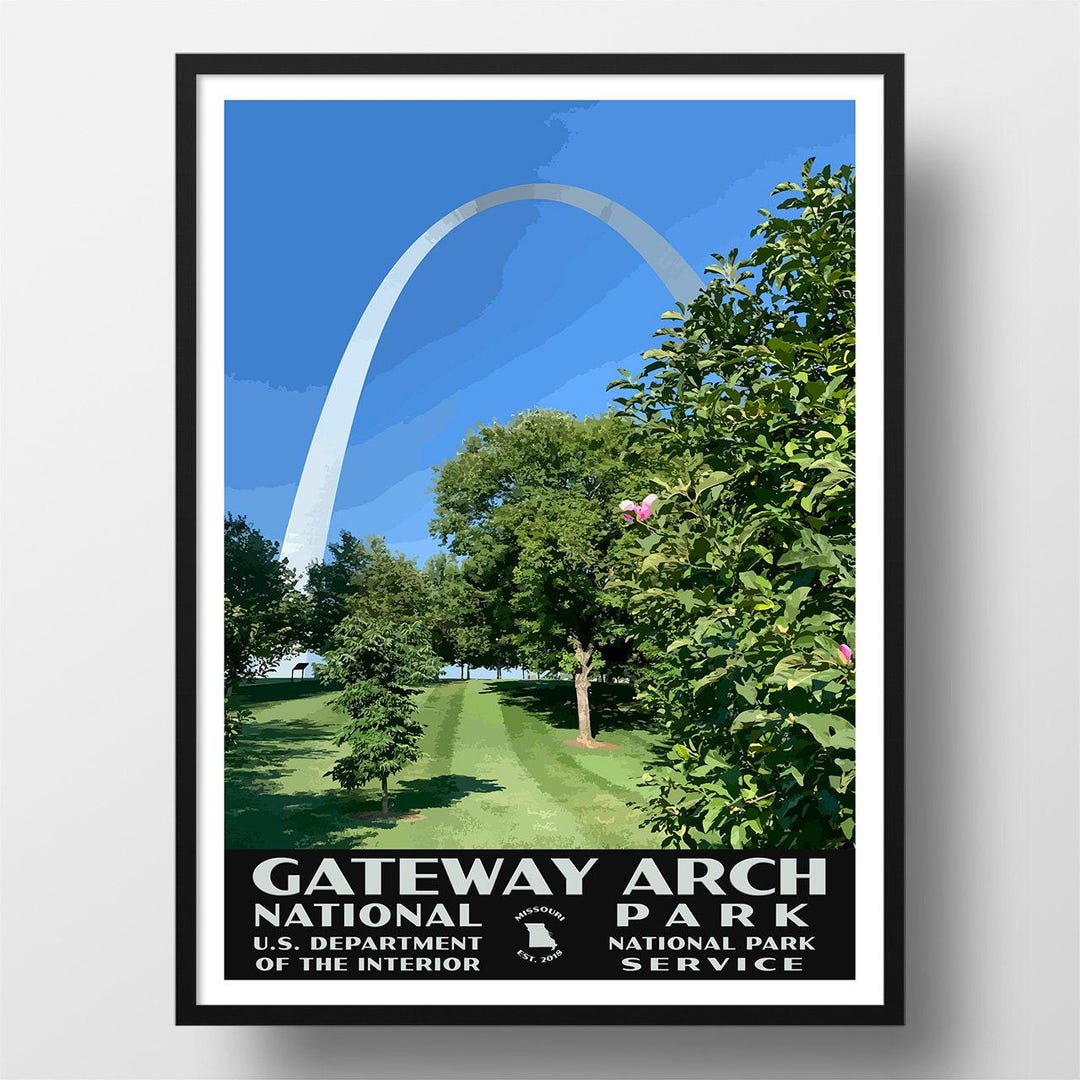 Gateway Arch National Park Poster | Vintage WPA Style Travel Poster | 8 ...