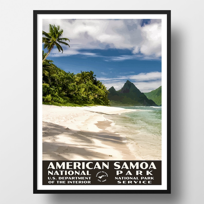 American Samoa National Park Poster Vintage WPA Style Travel - Etsy