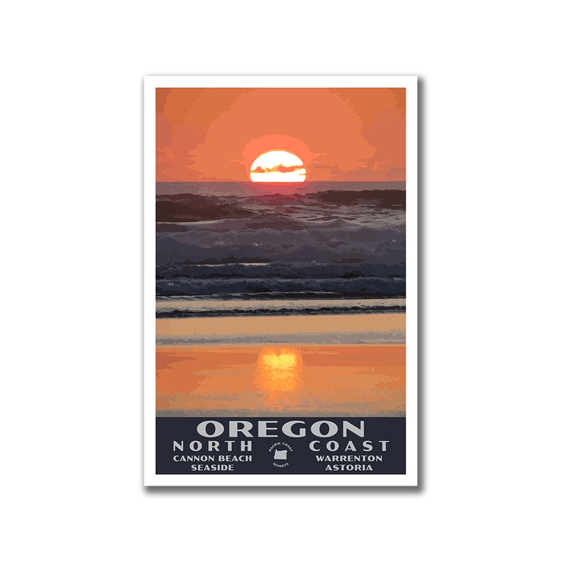 Oregon Coast Poster Vintage WPA Style Travel Poster - Etsy