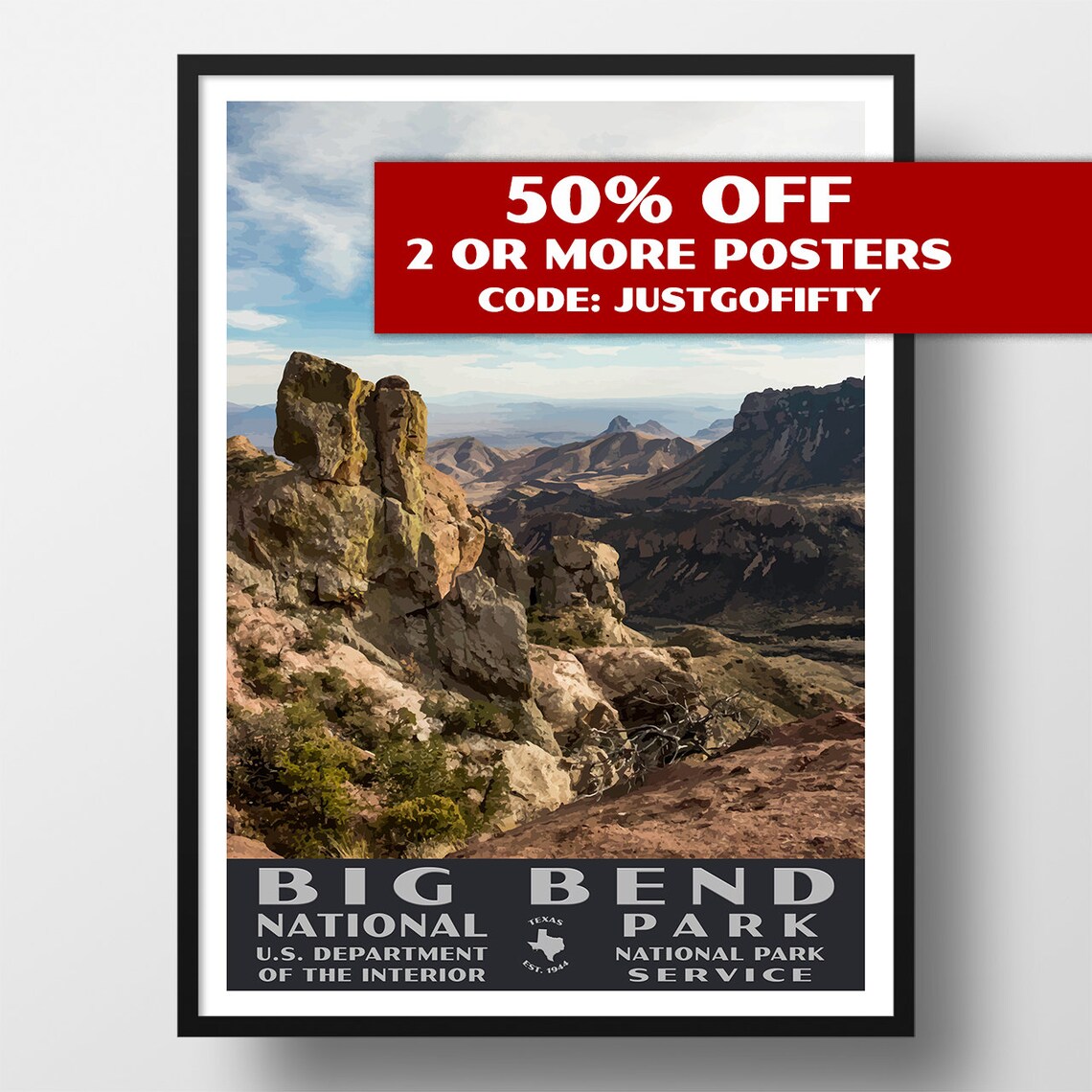 Big Bend National Park Poster Vintage WPA Style Travel - Etsy