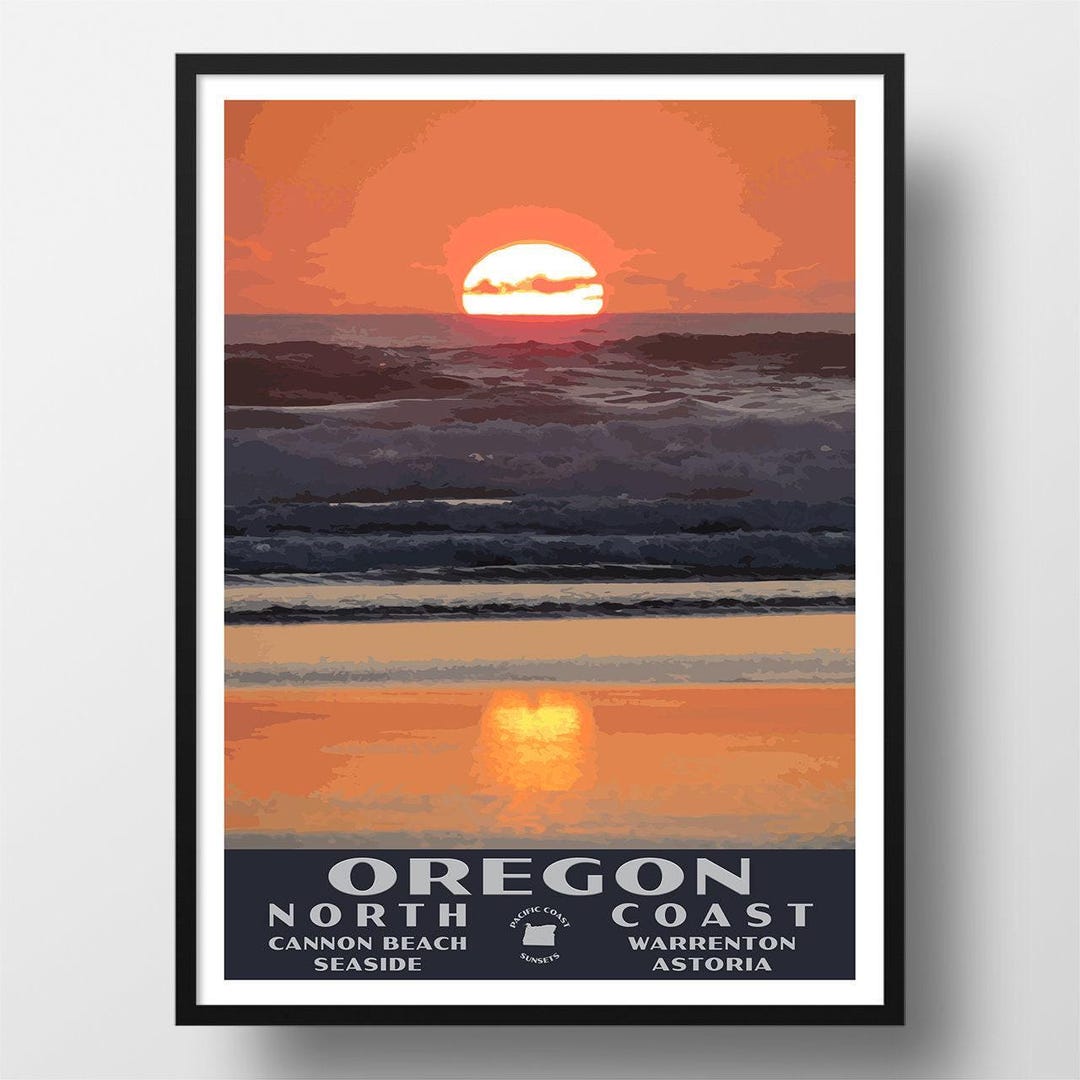 Oregon Coast Poster | Vintage WPA Style Travel Poster | 8" X 10" to 24 ...
