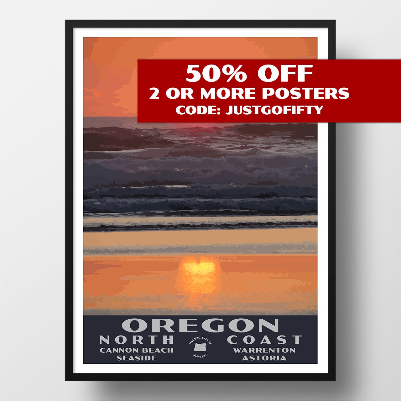 Oregon Coast Poster Vintage WPA Style Travel Poster - Etsy