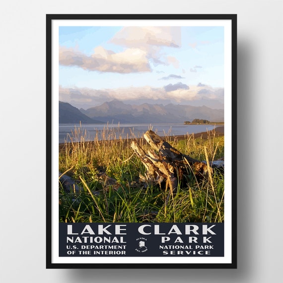 Lake Clark National Park Poster Vintage WPA Style Travel | Etsy