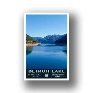 Detroit Lake Poster | Vintage WPA Style Travel Poster | 8" X 10" to 24 ...