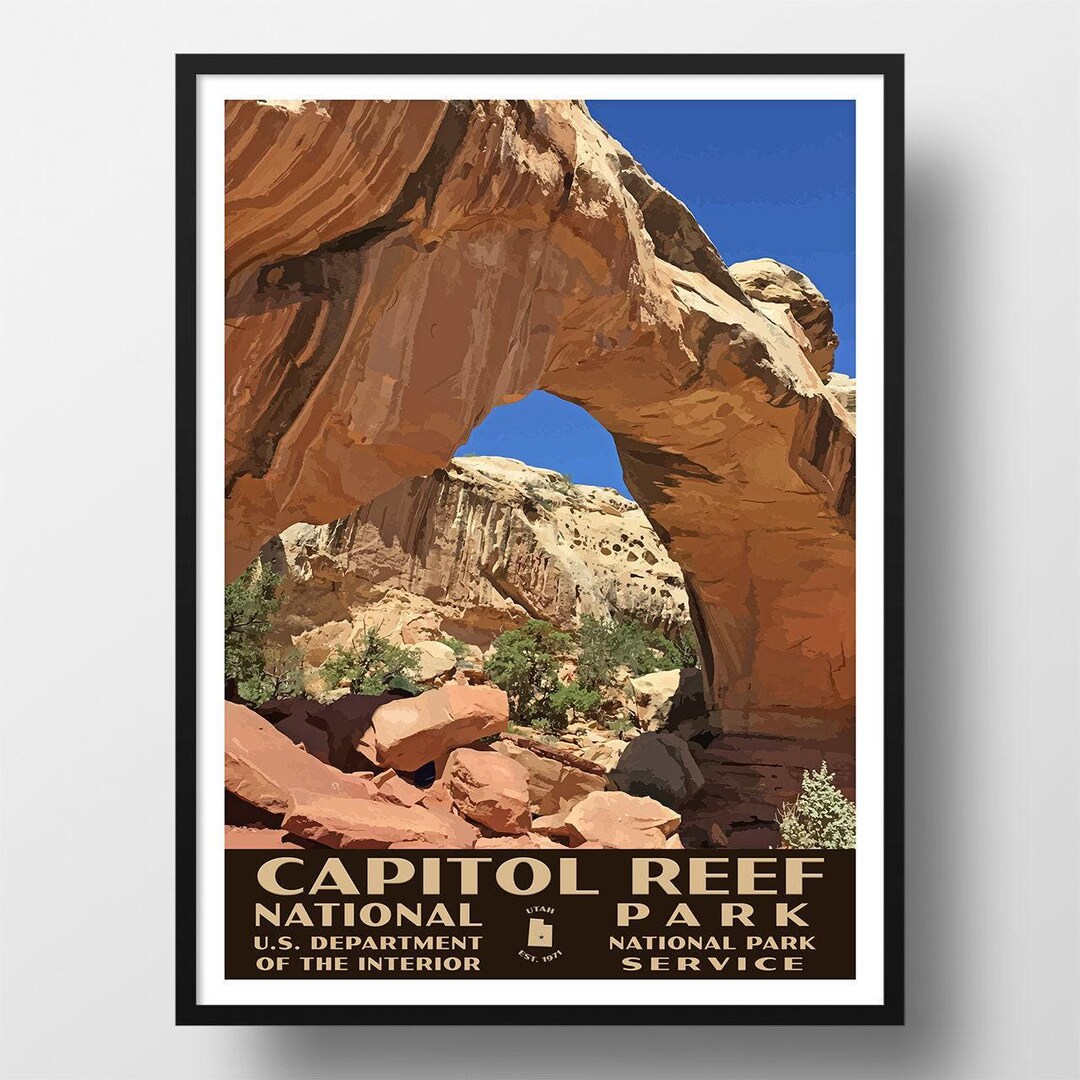 Capitol Reef National Park Poster | Vintage WPA Style Travel Poster | 8 ...