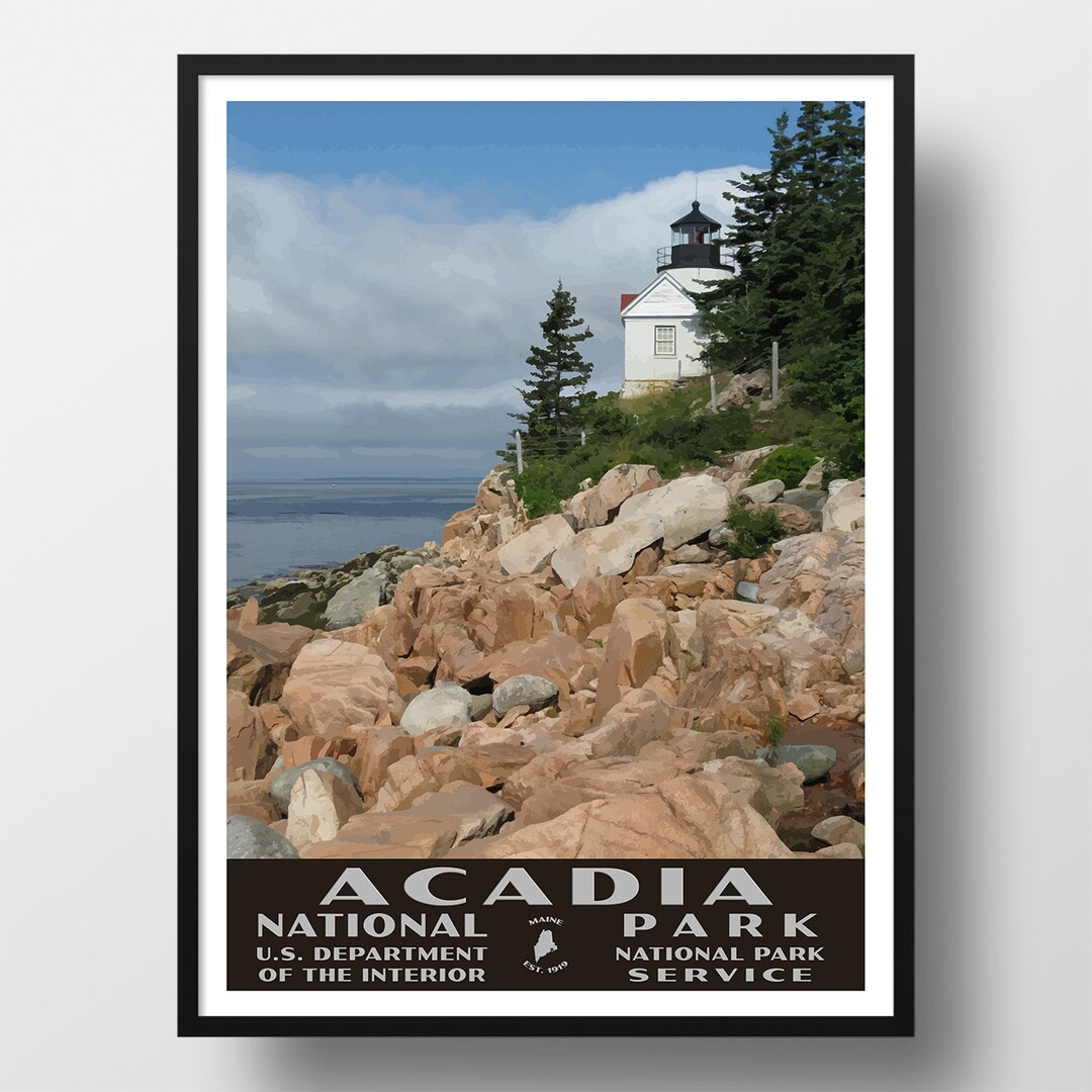 Acadia National Park Poster Acadia Poster Vintage WPA Style Travel ...