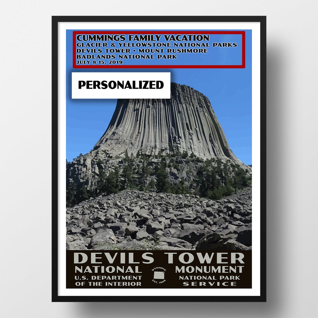 Devils Tower National Monument Poster Vintage WPA Style Travel Poster 8 ...