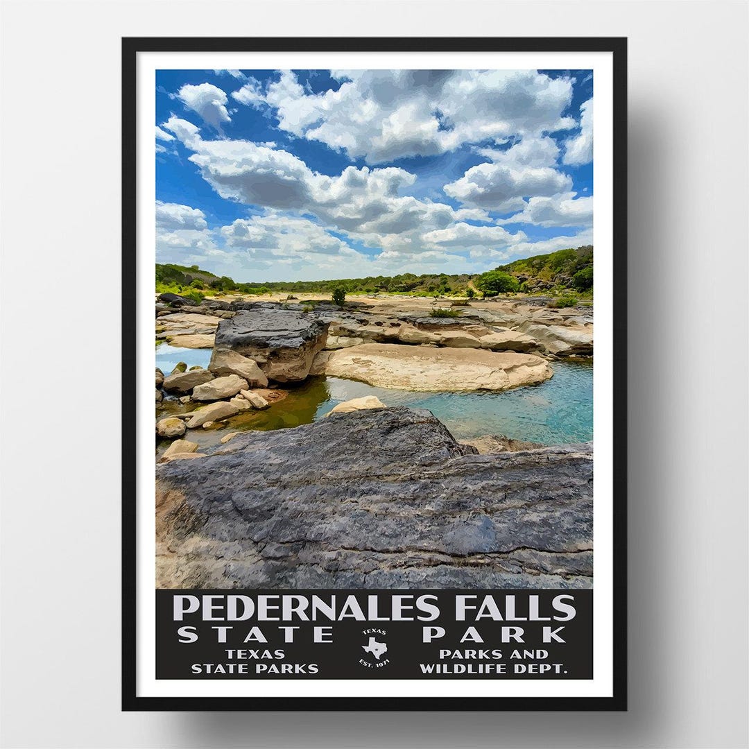 Pedernales Falls State Park Poster | Vintage WPA Style Travel Poster ...