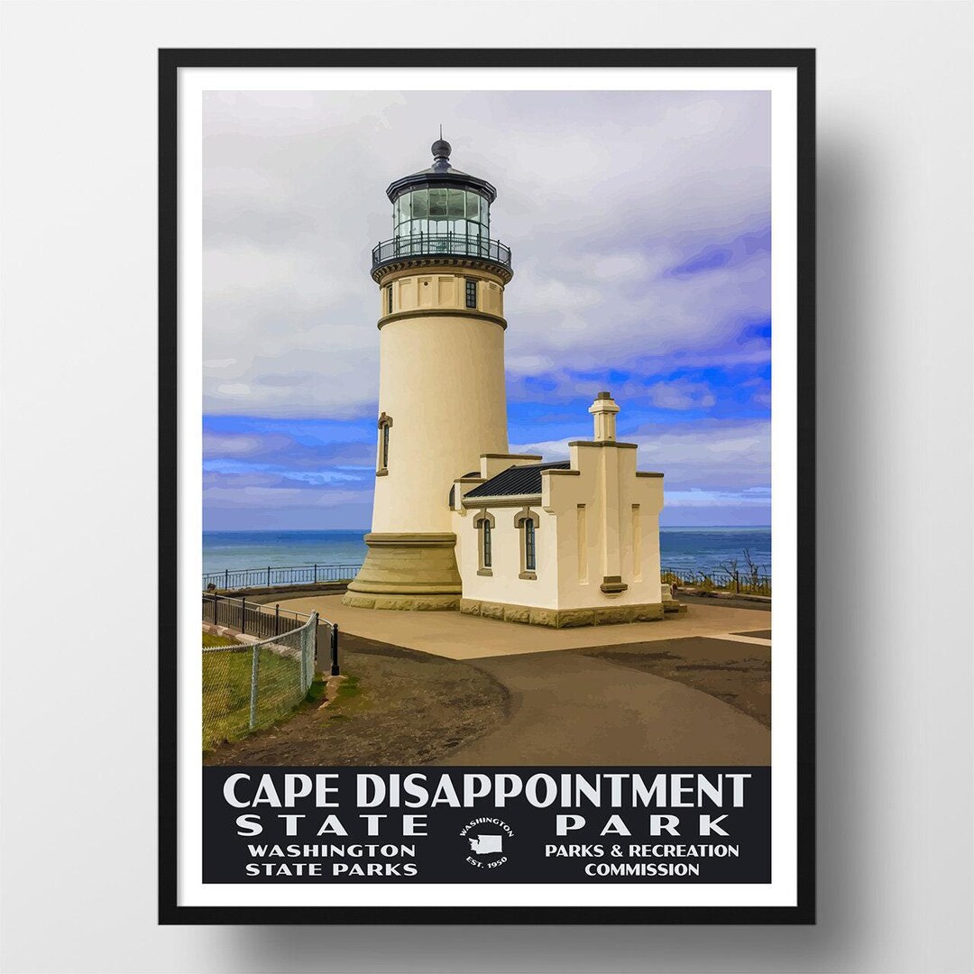 Cape Disappointment State Park Poster | Vintage WPA Style Travel Poster ...