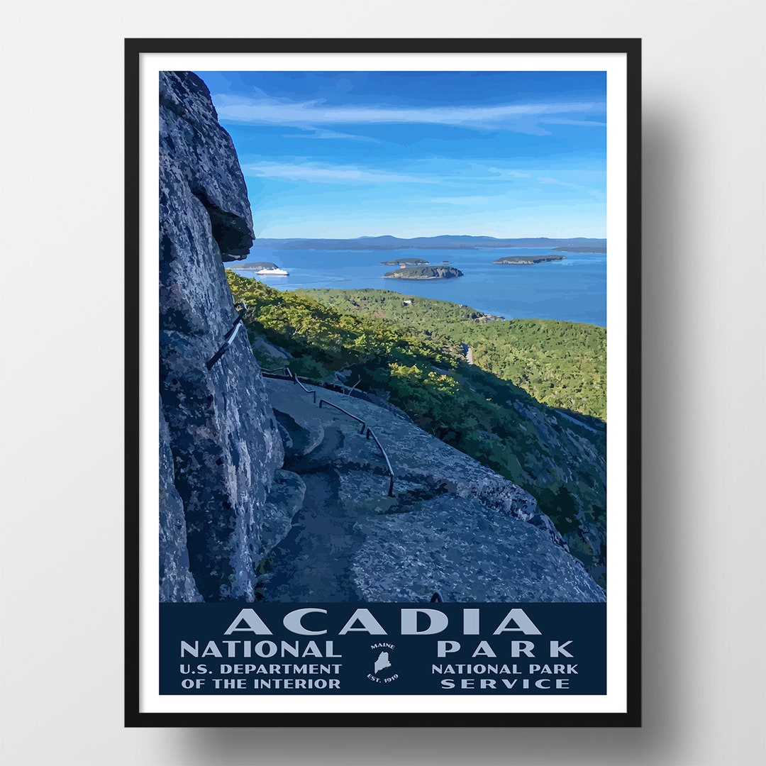 Acadia National Park Poster Acadia Poster Vintage WPA Style Travel ...