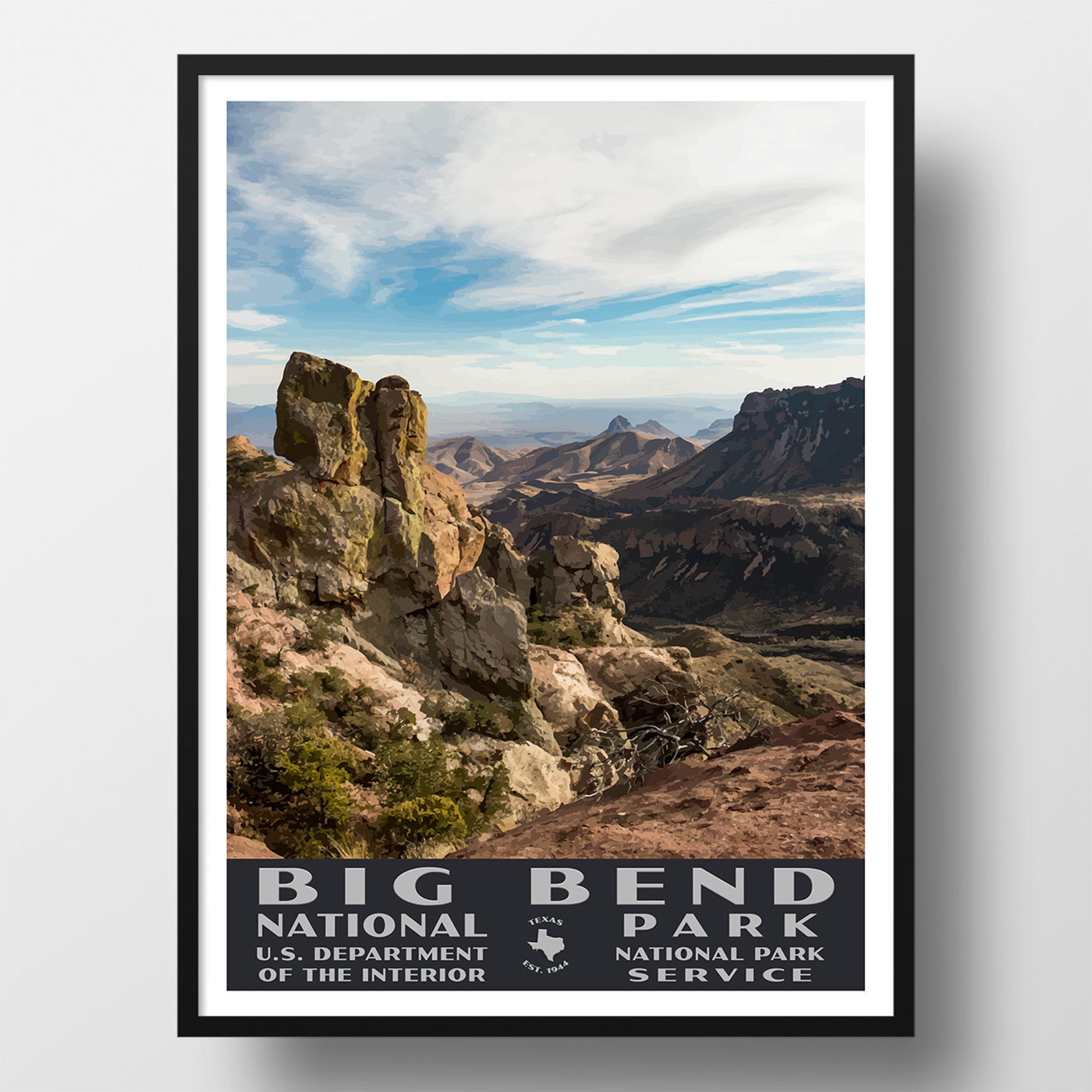 Big Bend National Park Poster Vintage WPA Style Travel - Etsy