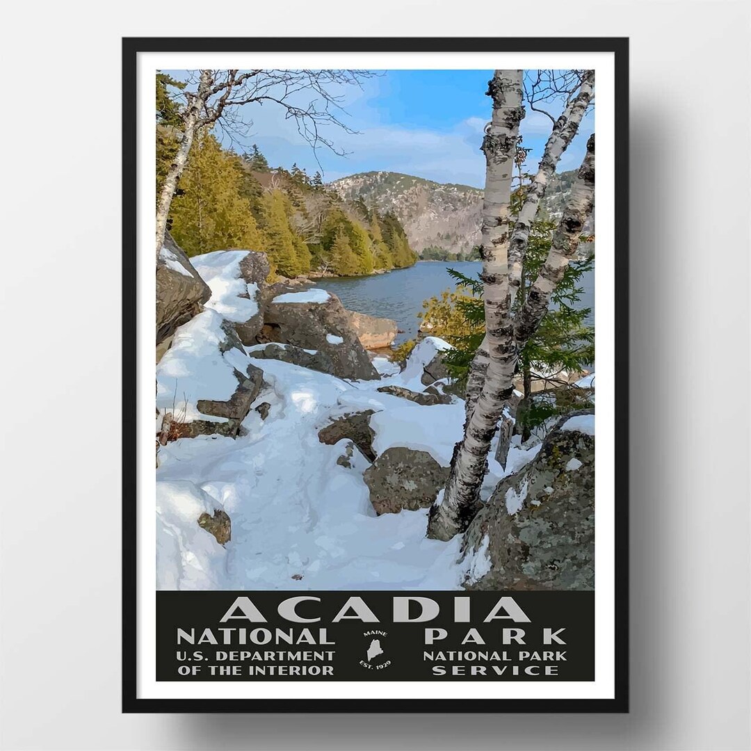 Acadia National Park Poster | Acadia Poster | Vintage WPA Style Travel ...