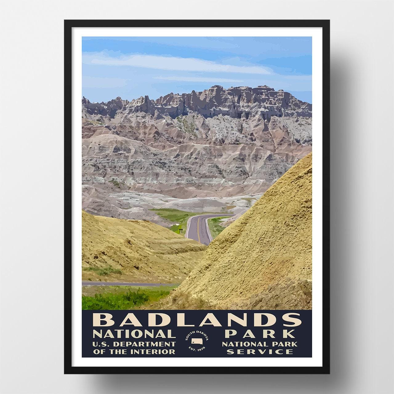 Badlands National Park Poster | Vintage WPA Style Travel Poster | 8" X ...