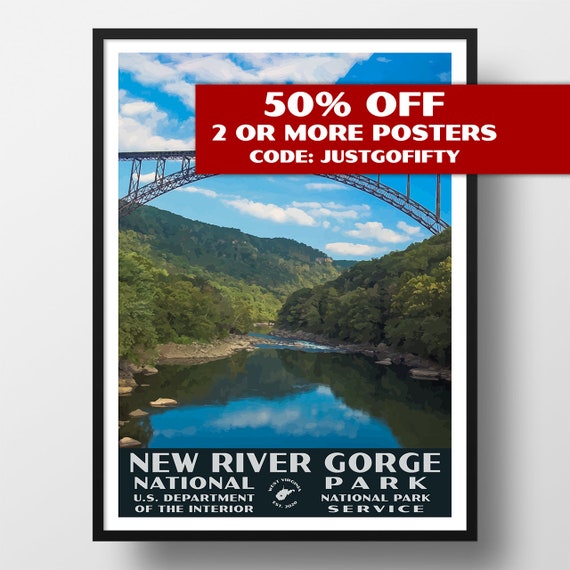 New River Gorge National Park Poster New River Vintage WPA | Etsy