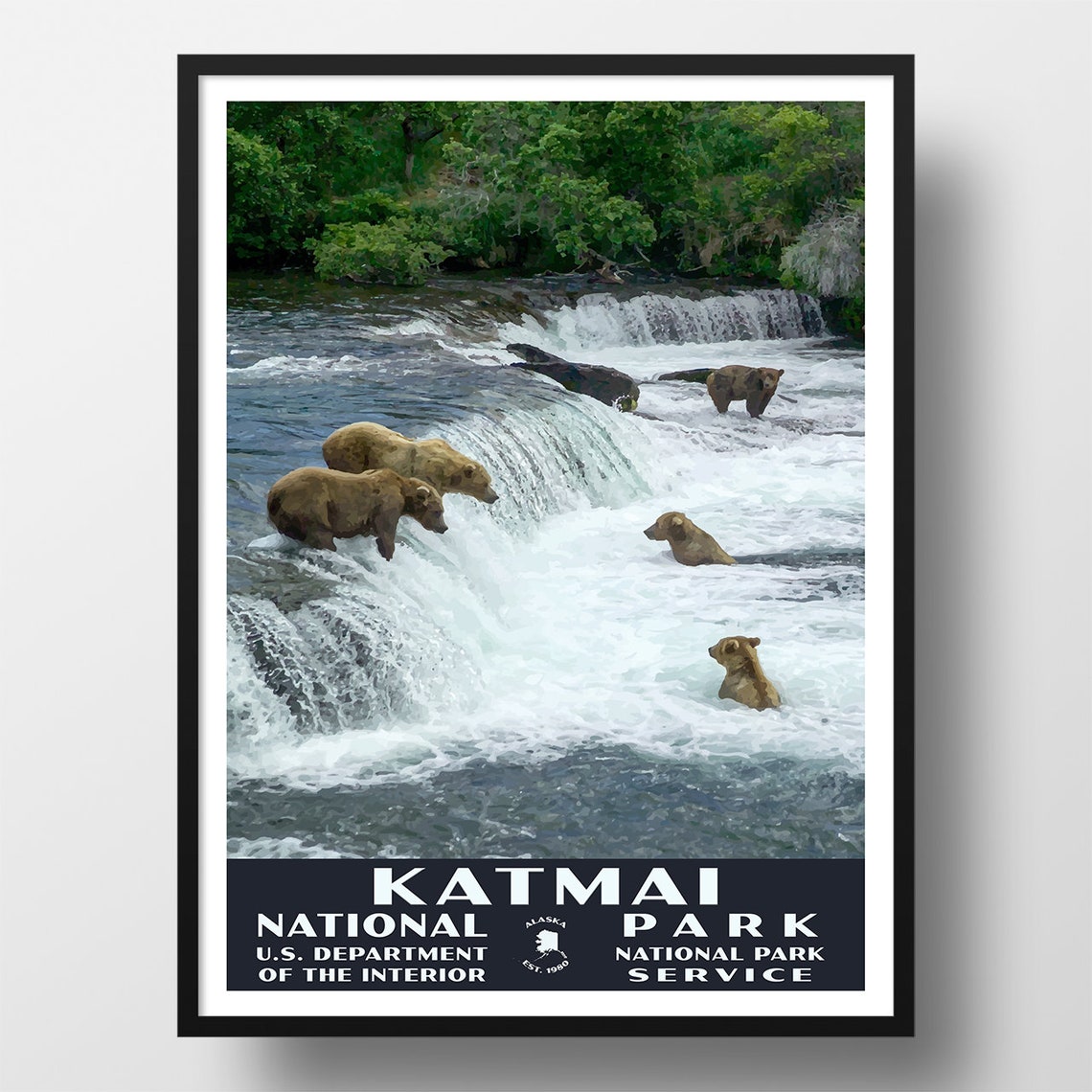 Katmai National Park Poster Vintage WPA Style Travel Poster - Etsy