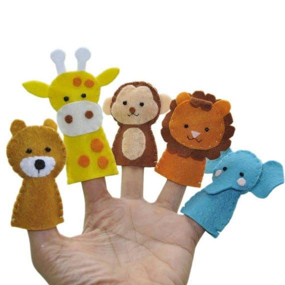 Set 5 Pcs Animal Finger Puppets: Monkey Bear Lion Elepant - Etsy