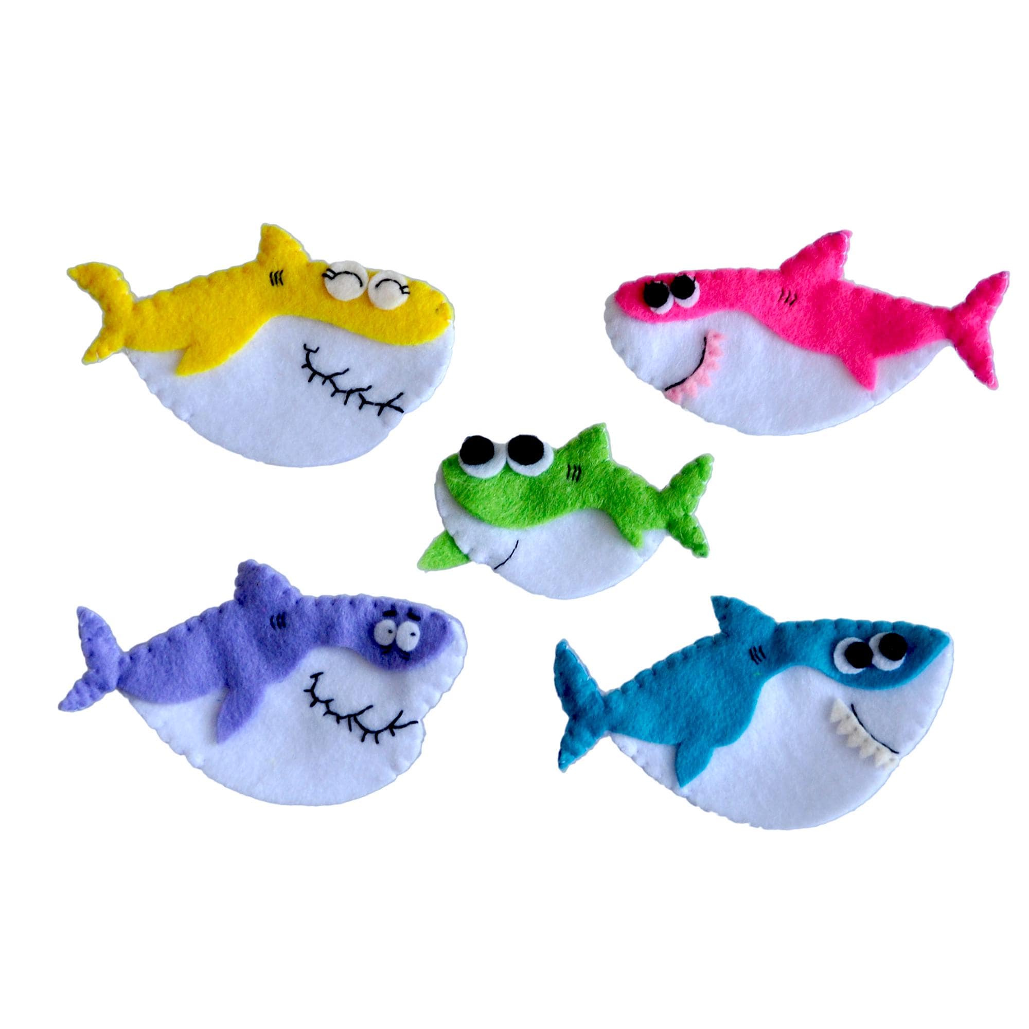 Baby Shark Family Finger Puppet Set 5pcs - Soft Felt Handmade Finger ...
