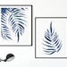 Navy Blue Wall Art, Palm Tree Print, Leaf Print, Set of Two Prints ...
