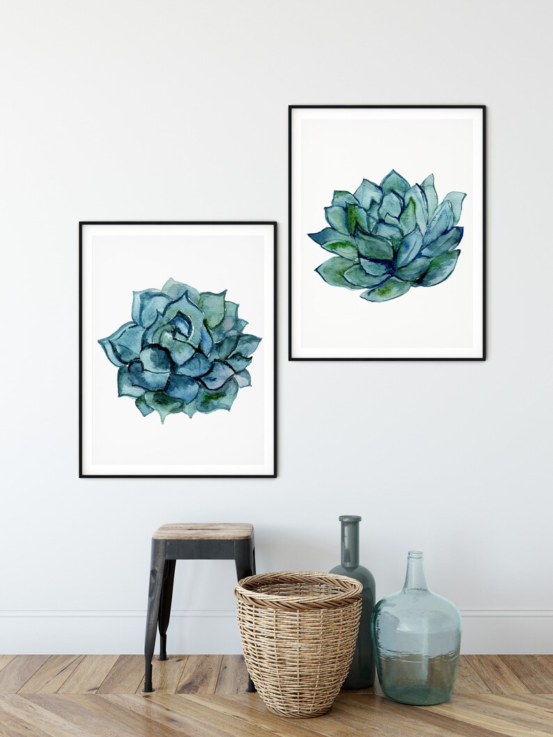 Succulent Watercolor Print Set of 2 Prints Succulent | Etsy