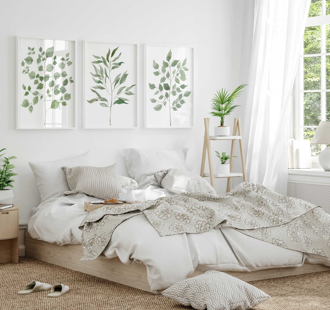 Sage Green Wall Art, Bedroom Wall, Olive Branch Print, Eucalyptus ...