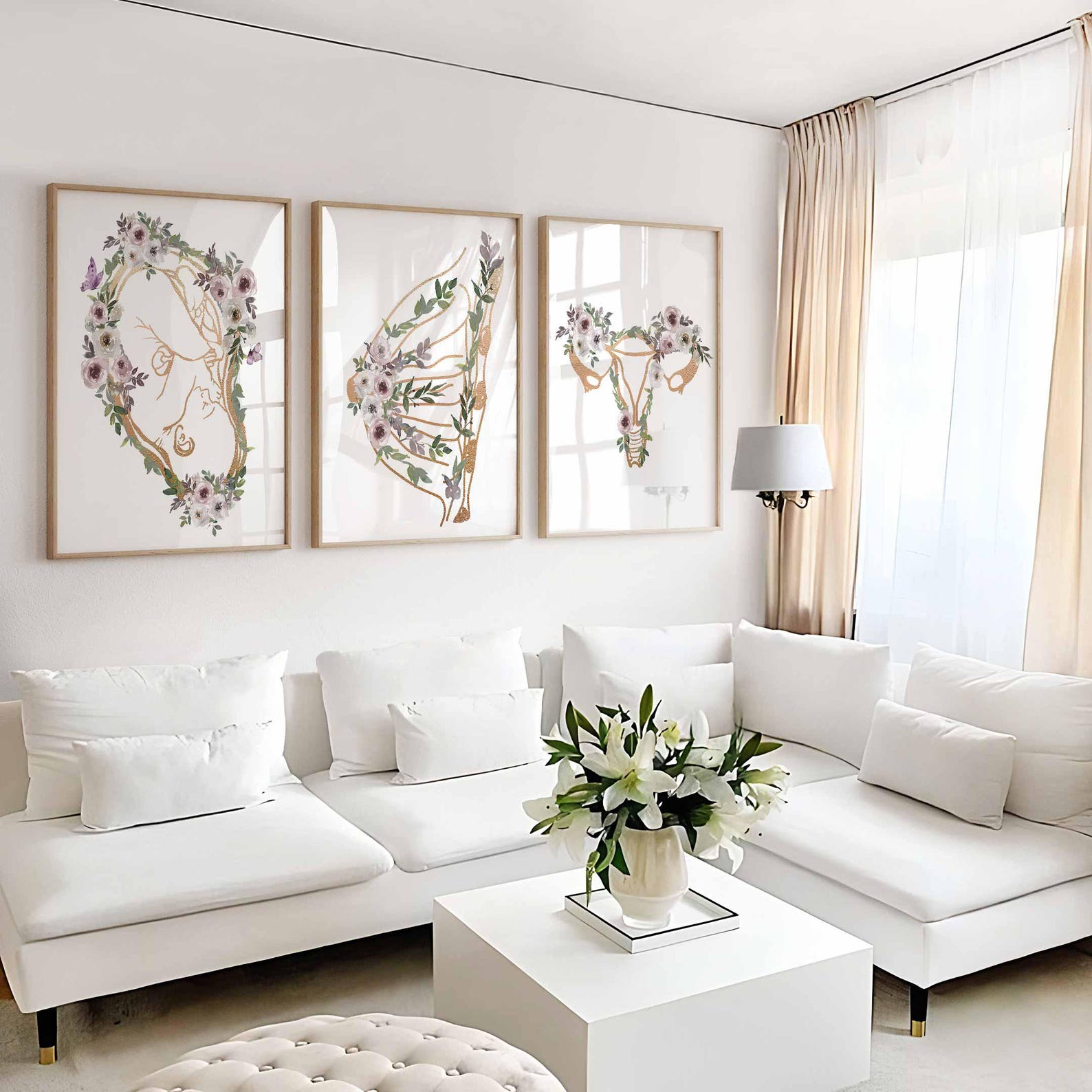 Obgyn Wall Art, Midwife Artwork, Gynaecology Poster, Flower Gold Print ...