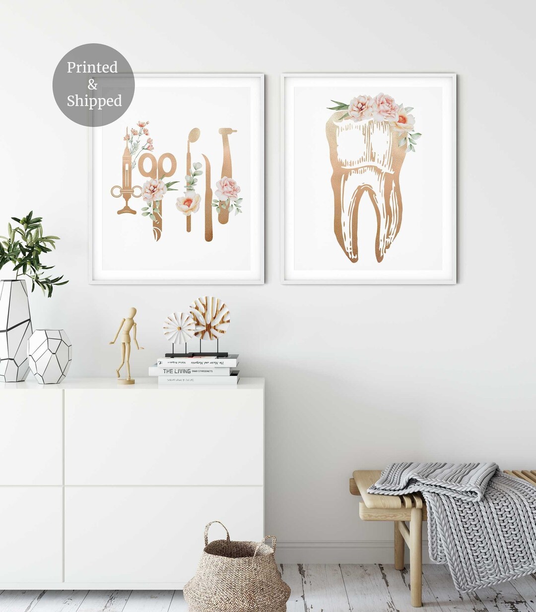 Dentist Office Decor, Tooth Dental Art Print, Floral Anatomy Teeth ...