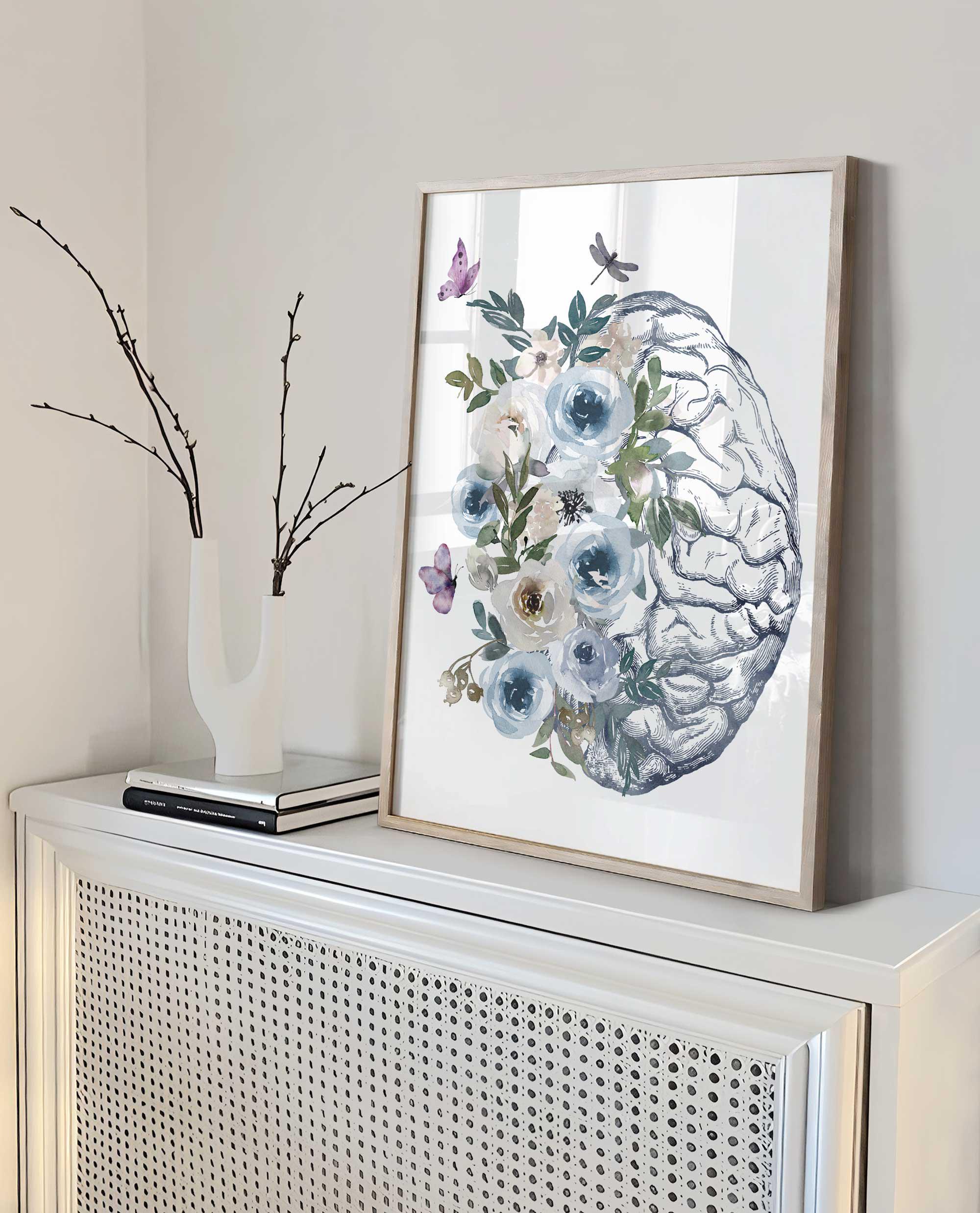 Anatomy Wall Art Set, Blue Osteopathic Physician, Doctor Gifts, Brain ...