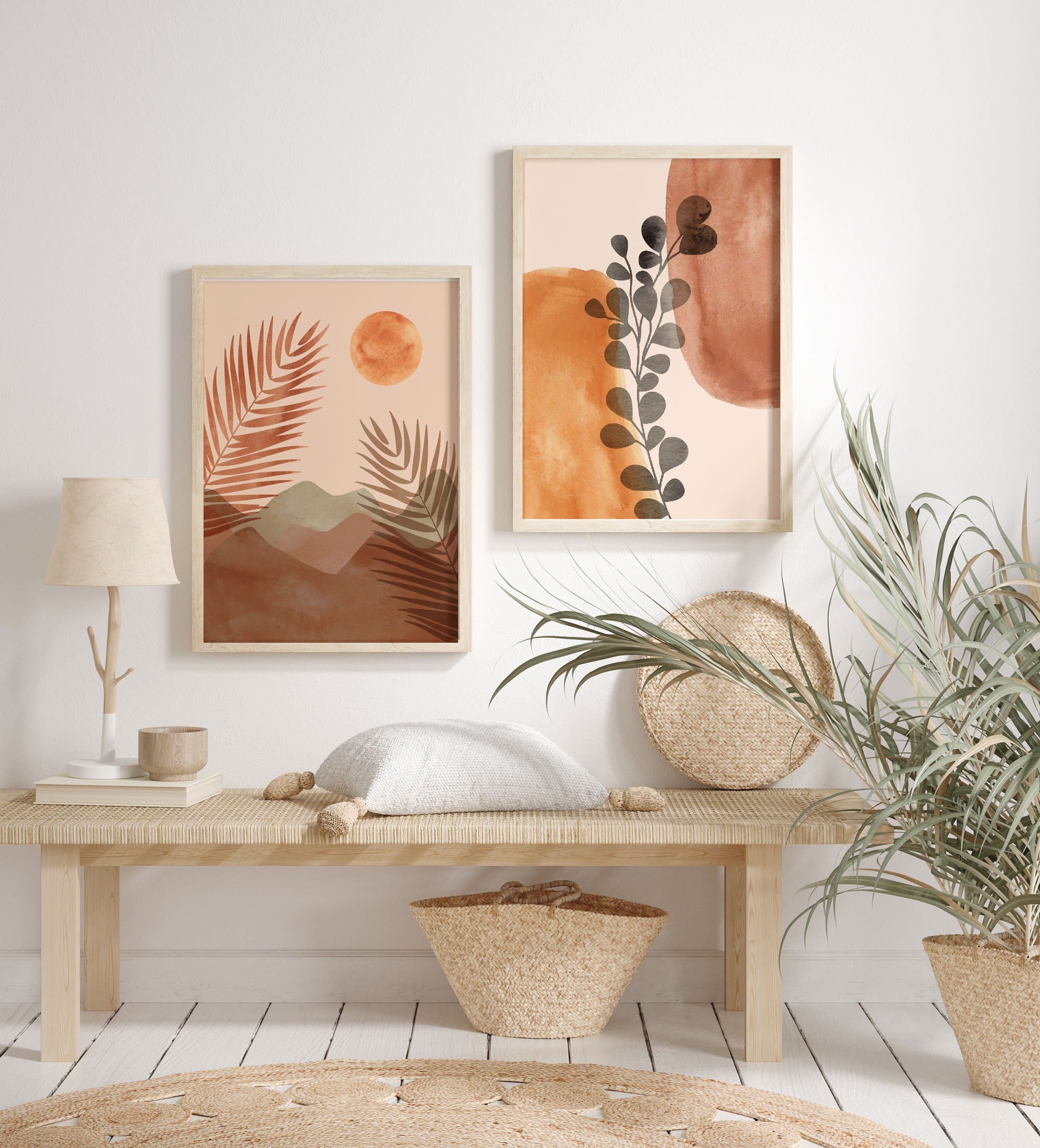 Boho Wall Art, Sun Desert Print, Modern Eucalyptus Art Print, Abstract ...