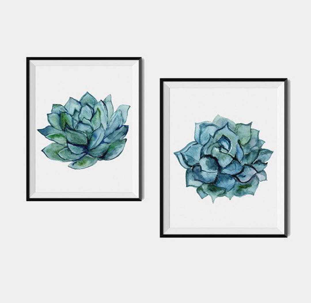 Succulent Watercolor Print, Set of 2 Prints, Succulent Flower ...