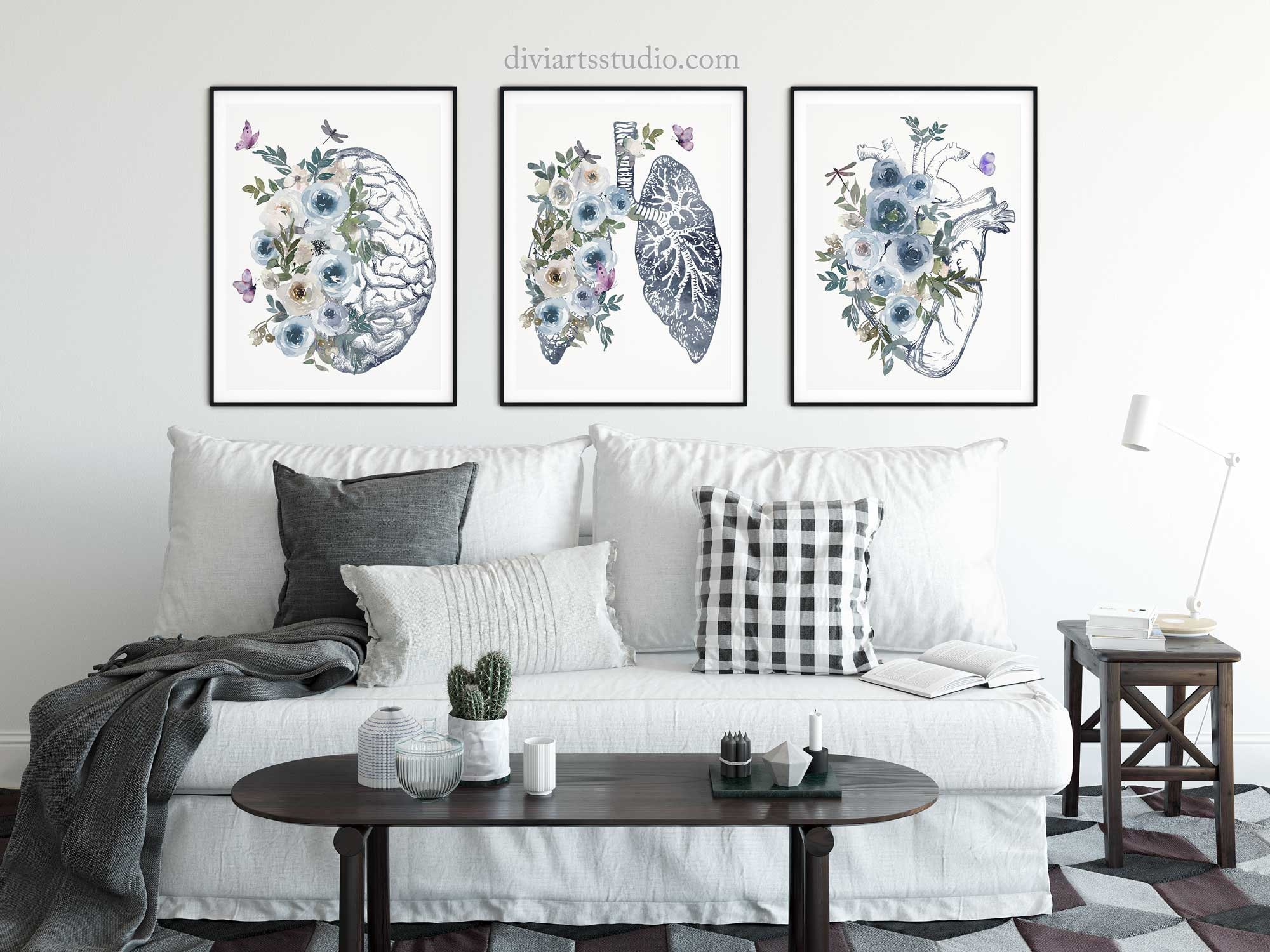 Anatomy Art, Doctor Office, Anatomy Wall Decor, Human Heart, Lungs ...