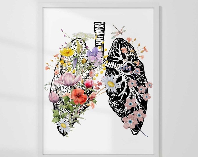 Human Anatomy Art Print, Lungs Art, Respiratory System, Anatomy Poster ...