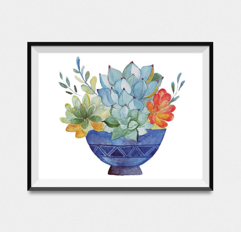 SUCCULENT PRINT Watercolor Succulent Poster Succulent - Etsy