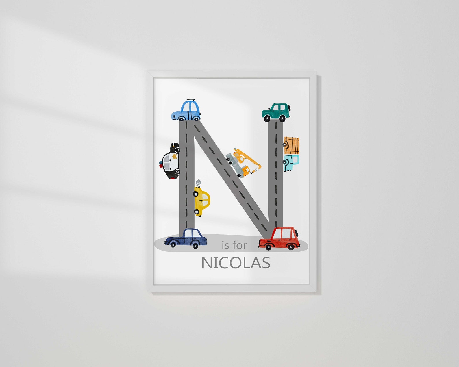 Vehicles Nursery, Name Letter Art, Construction Nursery, Car Road ...