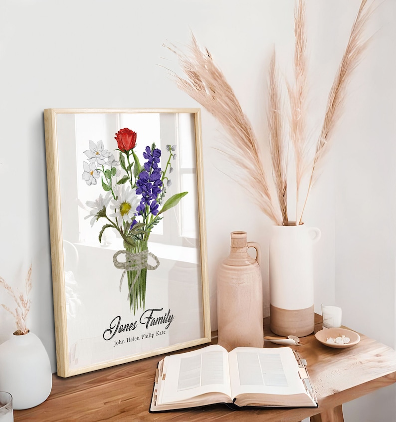 Birth Flower Bouquet Birth Flower Print Birth Flower Art - Etsy Canada