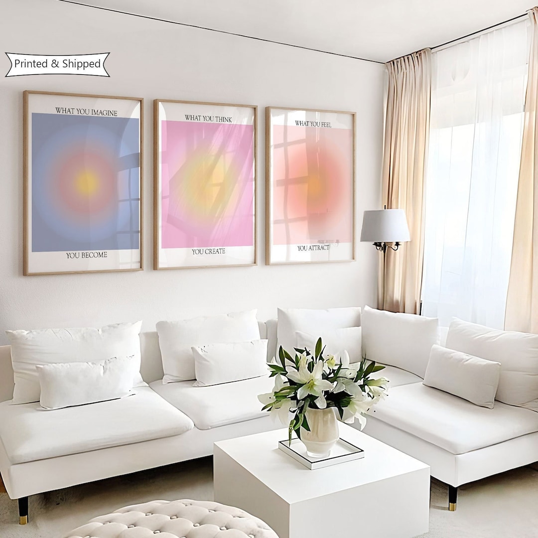 Aura Poster Set of 3, Aura Prints, Gradient Print, Colourful Aura Print ...