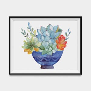 SUCCULENT PRINT, Watercolor Succulent Poster, Succulent Printable Wall ...