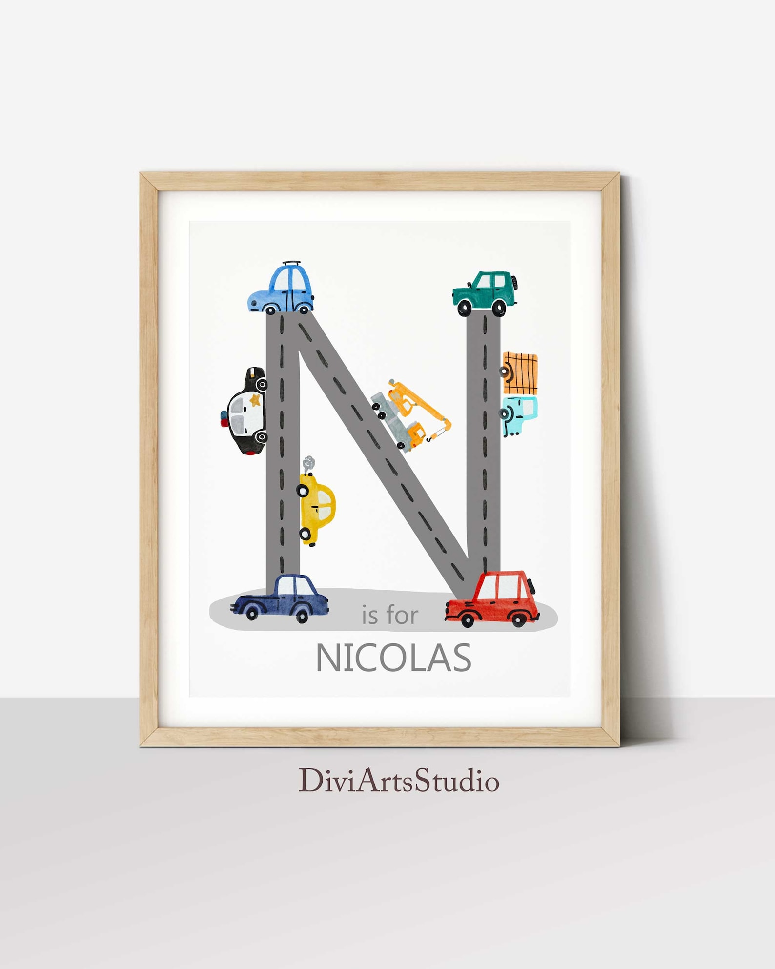 Vehicles Nursery, Name Letter Art, Construction Nursery, Car Road ...