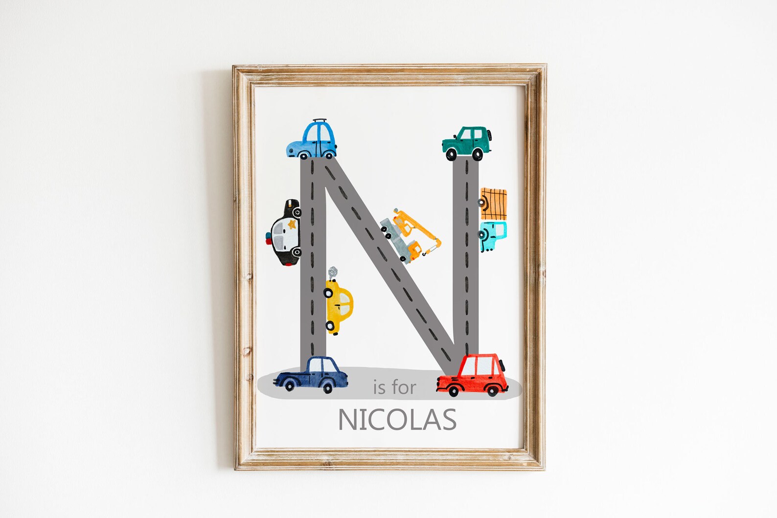 Vehicles Nursery, Name Letter Art, Construction Nursery, Car Road ...