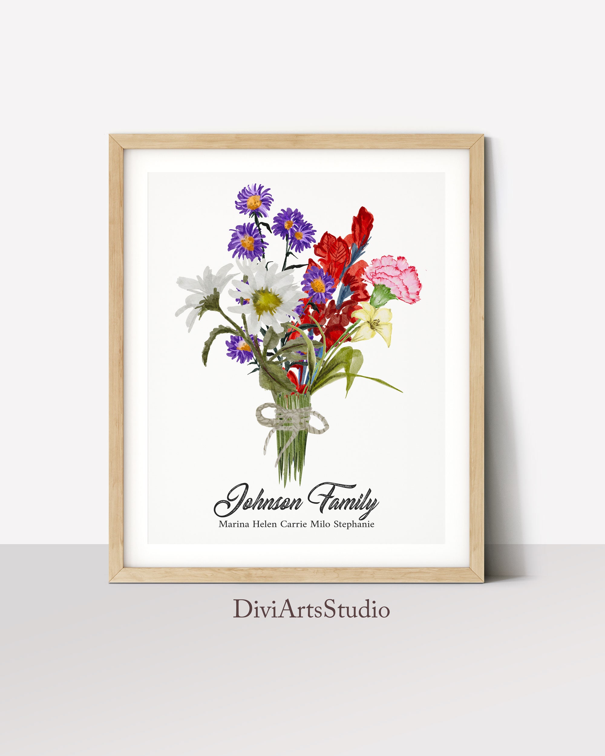 Birth Flower Bouquet Birth Flower Print Birth Flower Art - Etsy Canada