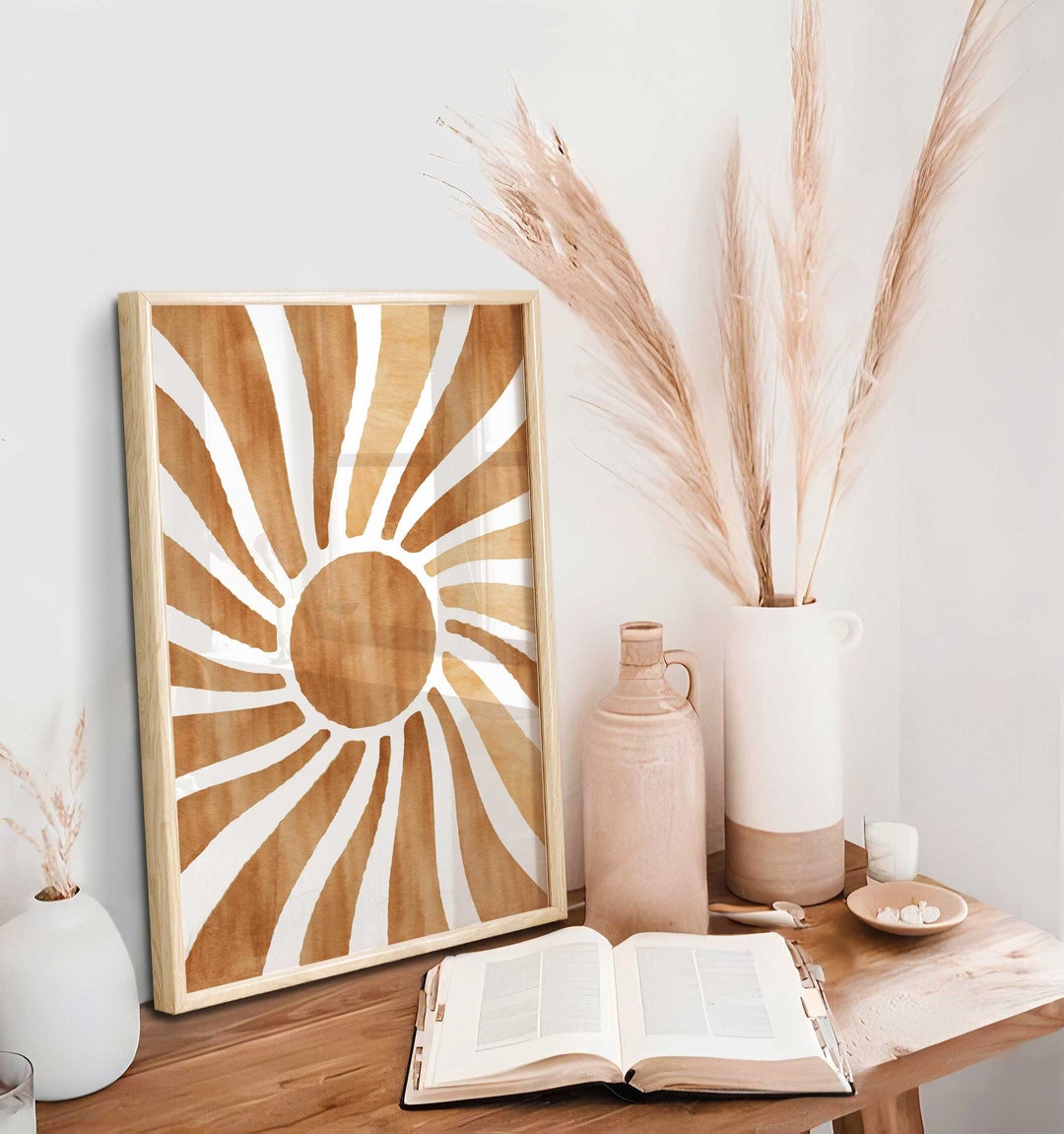 Retro Sunshine Printable Art, Sun Wall Art, Boho Prints Instant ...