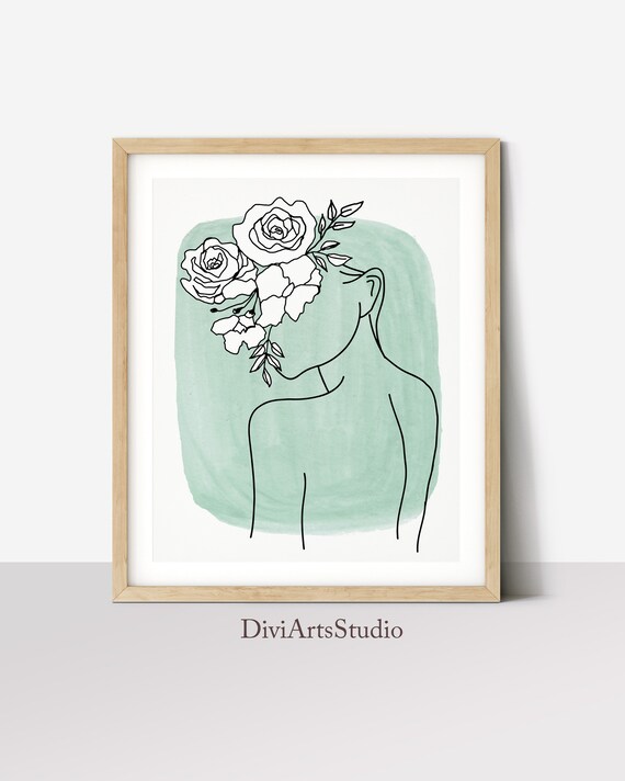 Line Art Woman One Line Drawing Feminist Wall Art Office | Etsy Canada