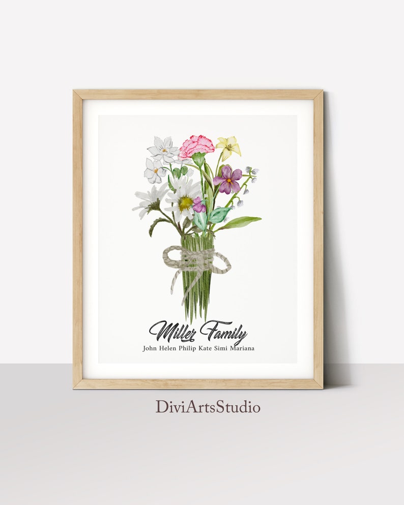 Birth Flower Bouquet Birth Flower Print Birth Flower Art - Etsy Canada